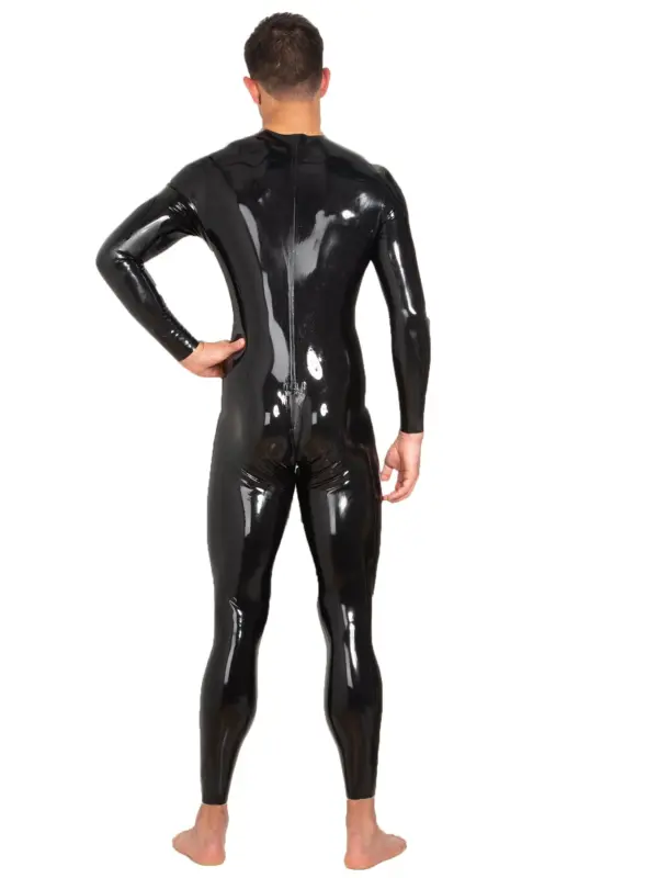 Neck Entry Latex Catsuit - Seamless Front & Crotch Zip | LatexLuxe